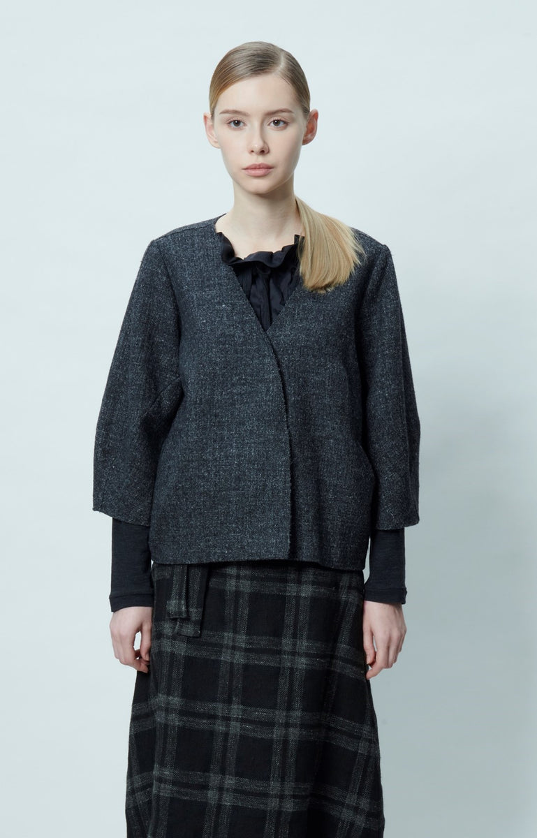 CASHMERE WOOL COLLARLESS JACKET – LU LU CHEUNG